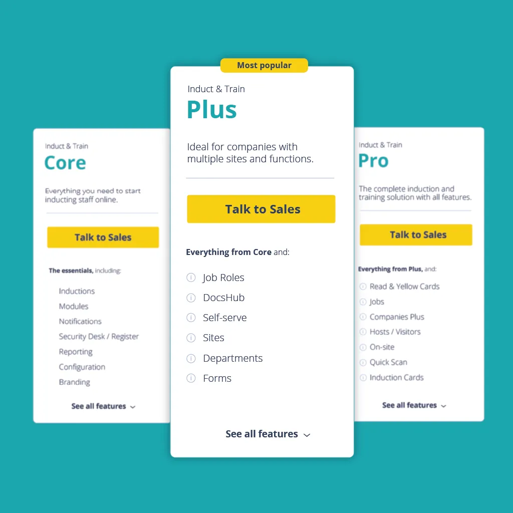 Pricing and Plans | Online Site Induction Software